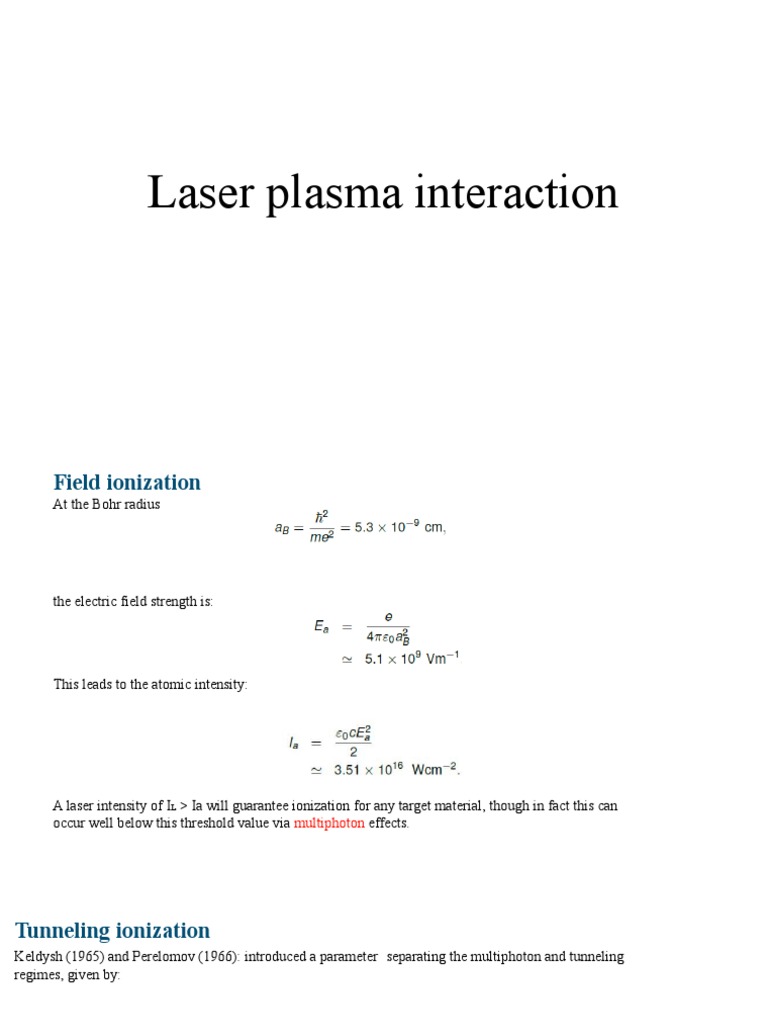 Laser Plasma Interaction | Download Free PDF | Plasma (Physics ...