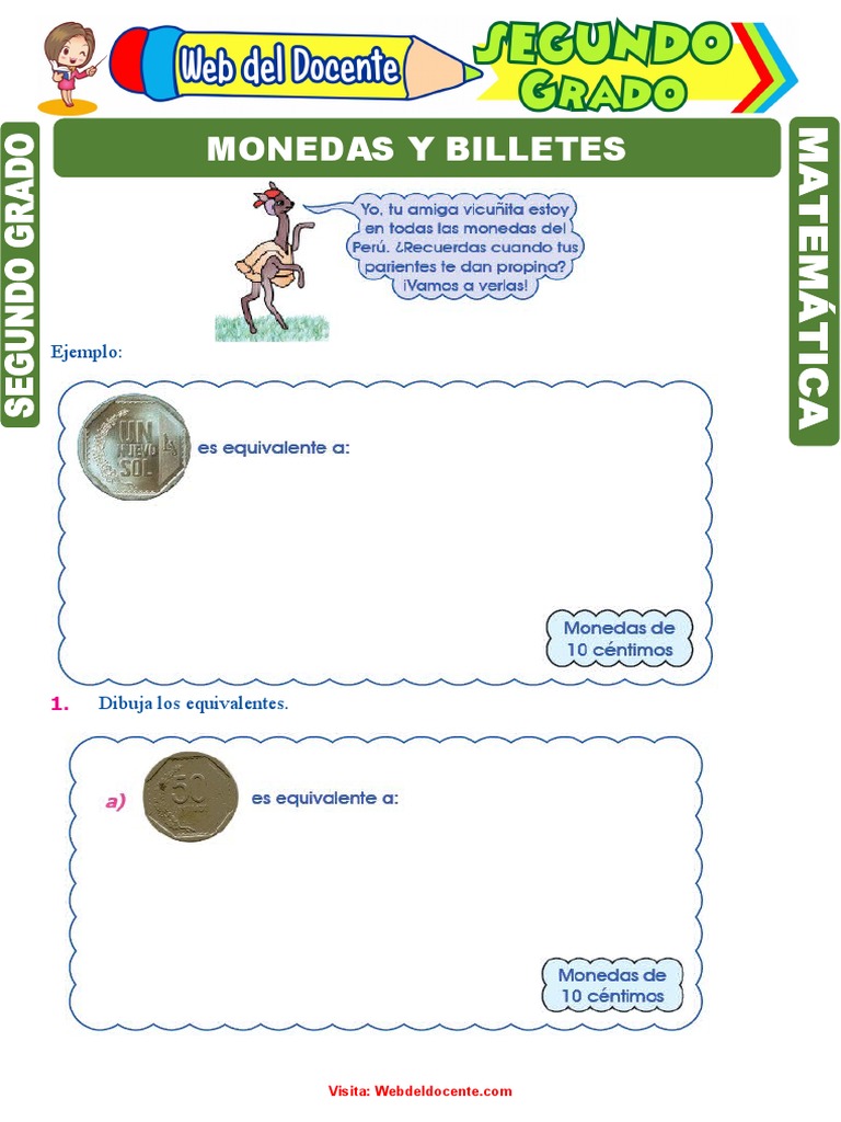 Monedas y Billetes para Segundo Grado de Primaria | PDF | Arte