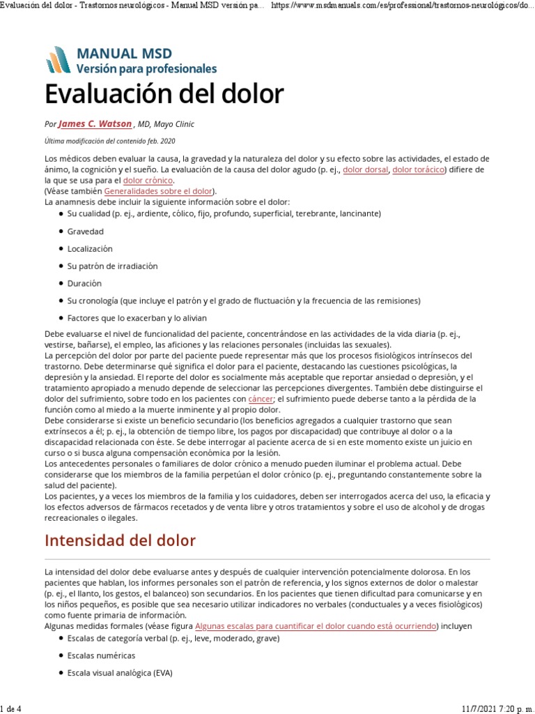 Evaluación Del Dolor - Trastornos Neurológicos - Manual MSD Versión ...