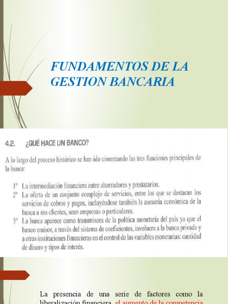 Tema 9 Fundamentos de La Gestion Bancaria | PDF | Bancos | Economias