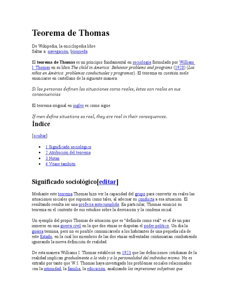 Teorema de Thomas | PDF | Science | Ciencias del comportamiento
