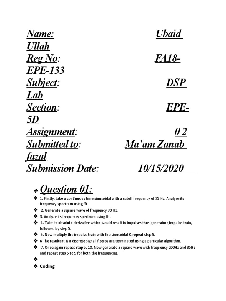 Coding | PDF | Sampling (Signal Processing) | Digital Signal Processing