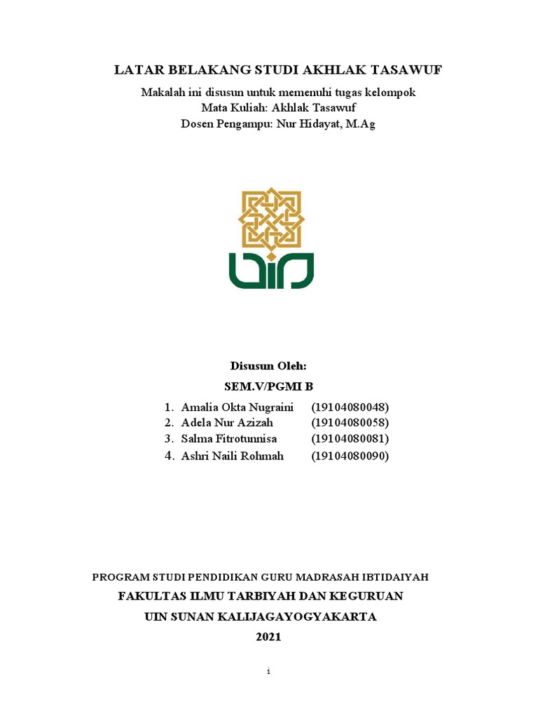 Kel. 1 Akhlak Tasawuf - Background Akhlak Tasawuf | PDF