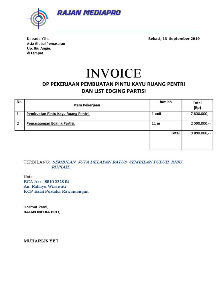 Invoice DP Pintu | PDF