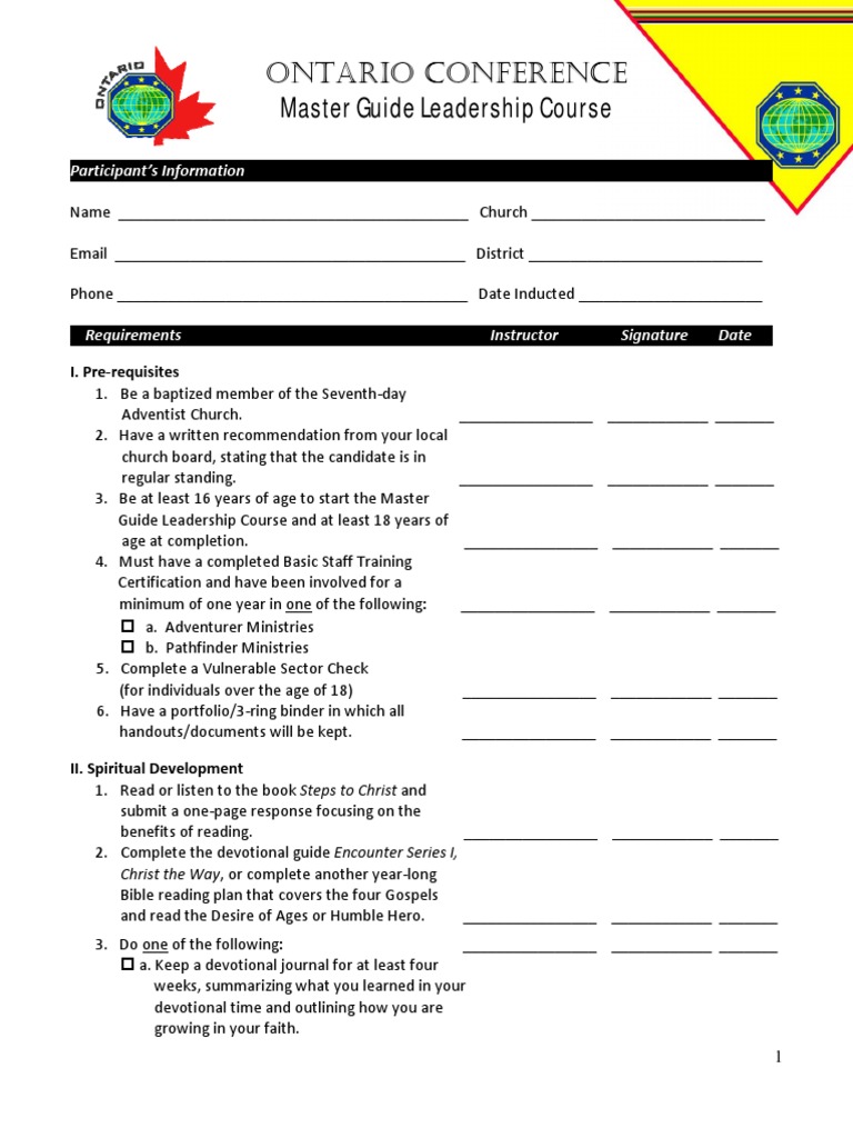 Master Guide Leadership Course Requirements | PDF | Seventh Day ...