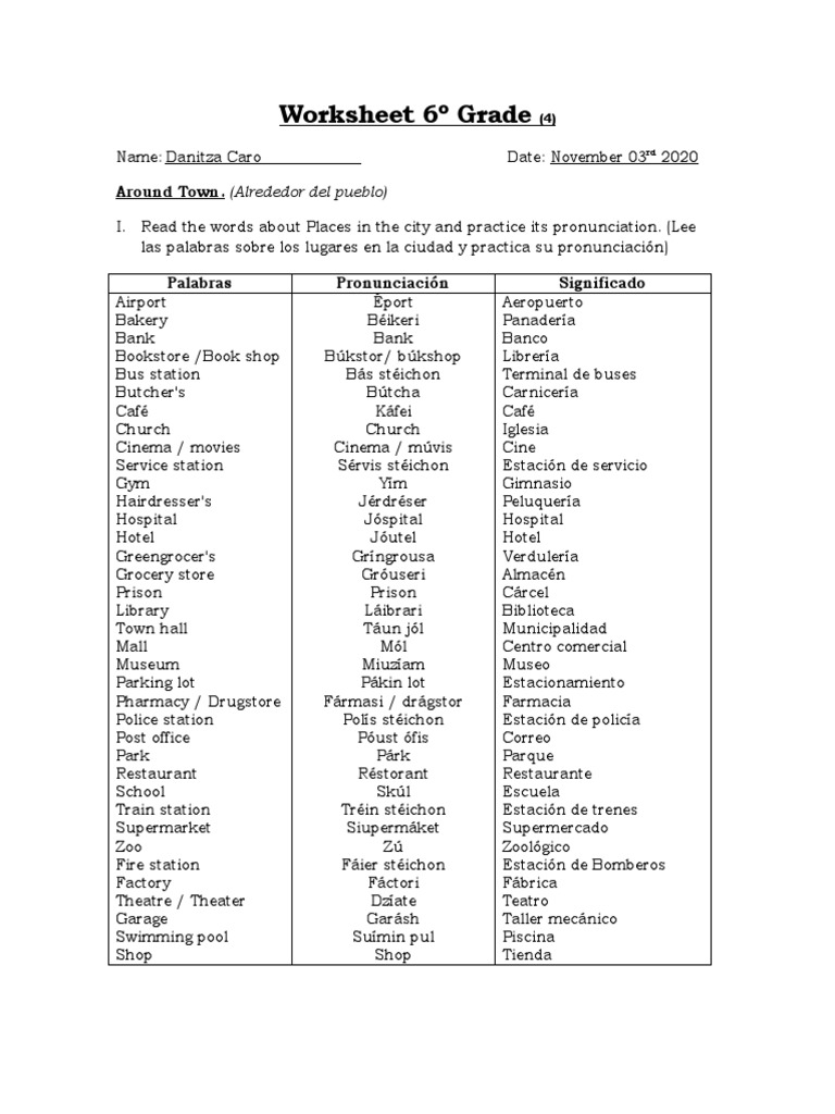 Worksheet 6º Grade Las Juntas 4 | PDF | Edificios y estructuras ...