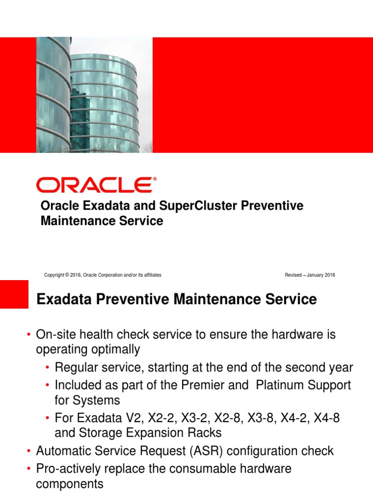 Oracle Exadata and Supercluster Preventive Maintenance Service | PDF ... Oracle Exadata and Supercluster Preventive Maintenance Service | PDF ...