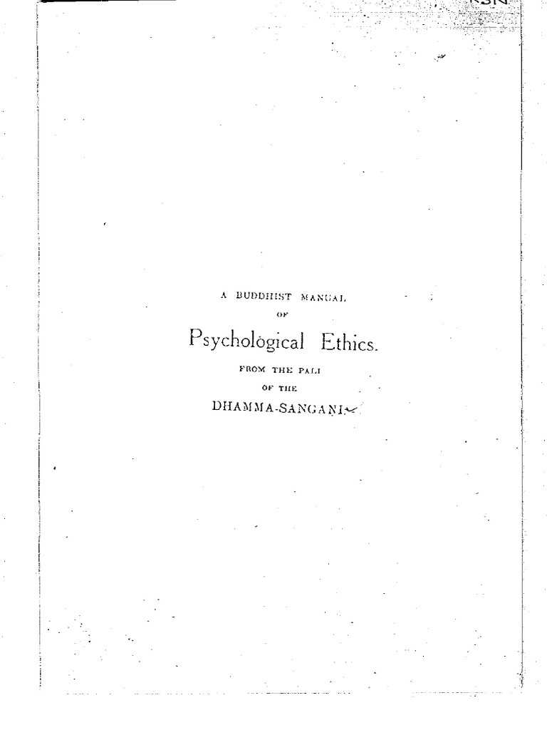 The Abhidhamma Dhammasangani - A Buddhist Manual of Psychological ...