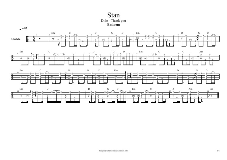 (Ukulele) Eminem - Stan U1 (Music - Kaminari.info) | PDF | Popular ...