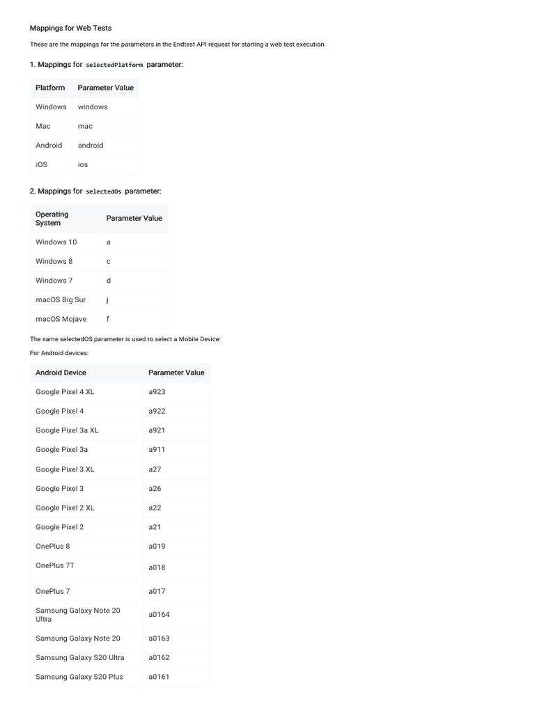 Endtest Api Mappings For Web Tests Pdf Ios Android Operating System