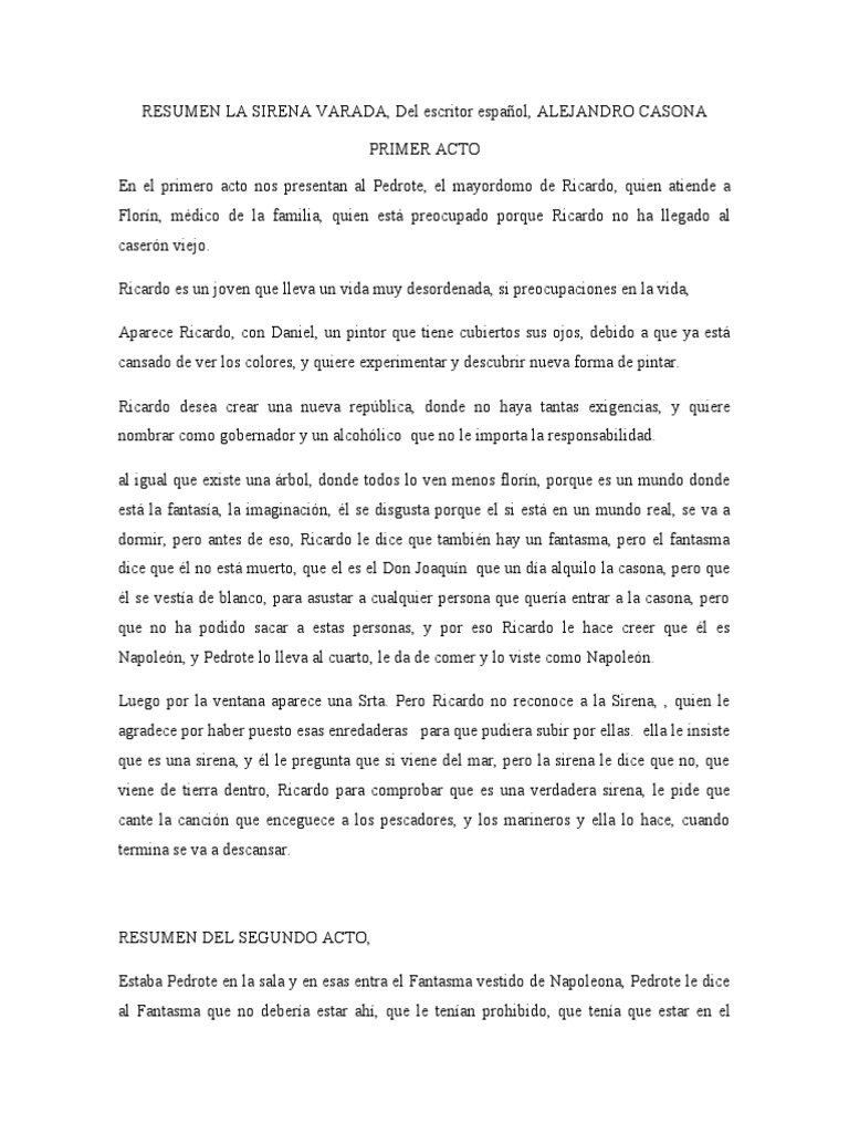 Resumen La Sirena Varada | PDF | Sirena