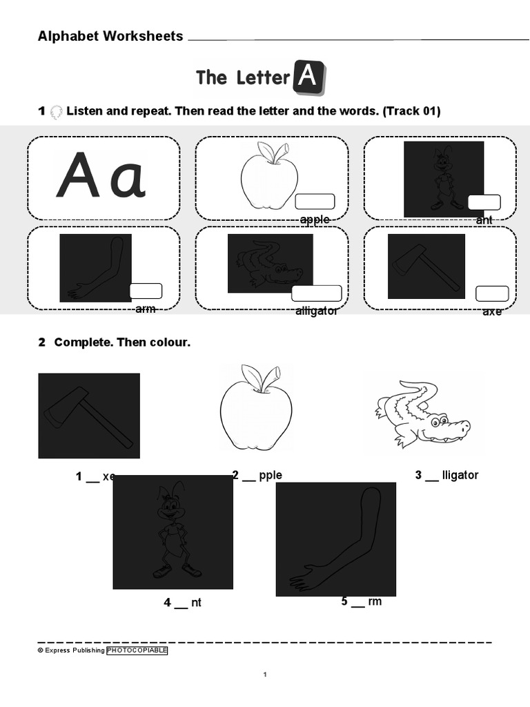 Alphabet Worksheets: 1 Listen and Repeat. Then Read The Letter and The ...