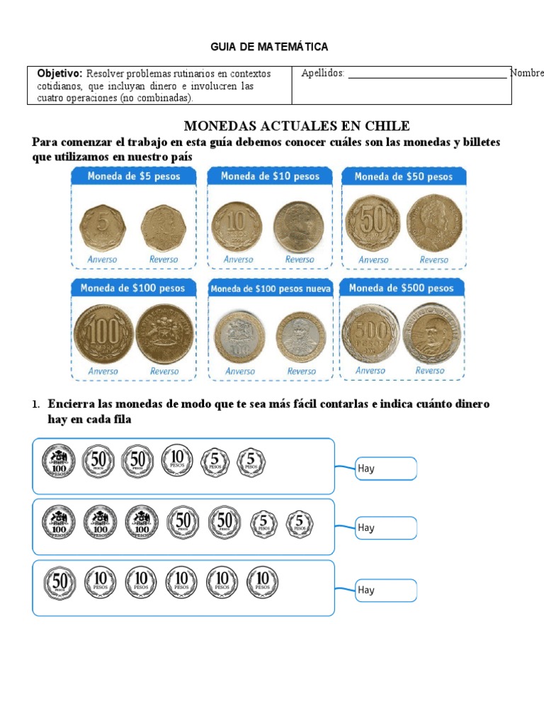 Ejercicios de dinero para primaria | PDF | Hogar, jardinería y bricolaje