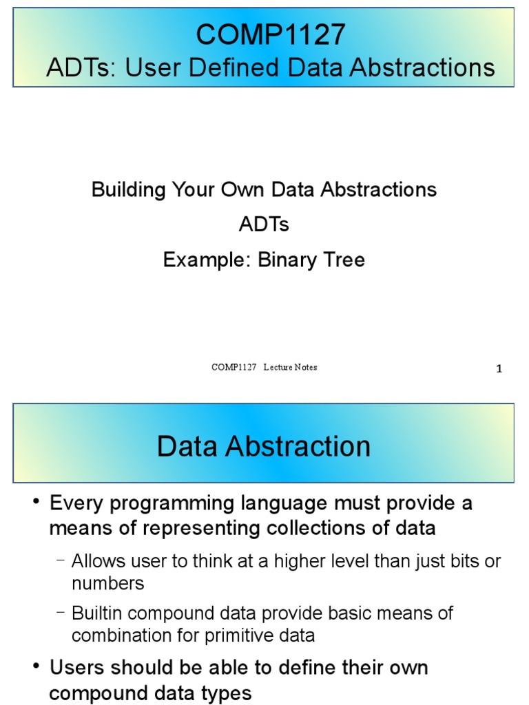 Lecture 2-1 - ADTs Introduction and Binary Trees | PDF | Software Engineering | Theoretical ...