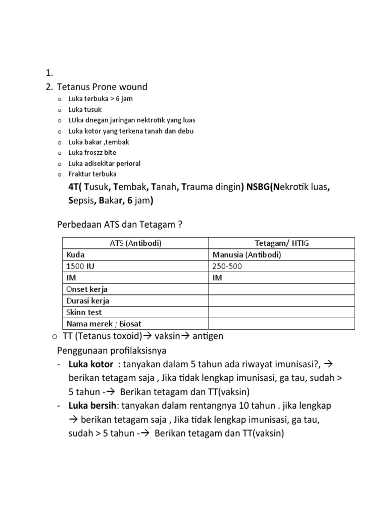 Tetanus Prone Wound | PDF