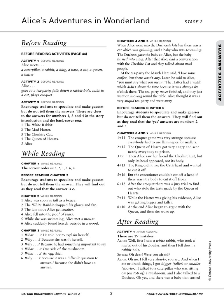 Exercise Answers | PDF | Alice's Adventures In Wonderland | Works