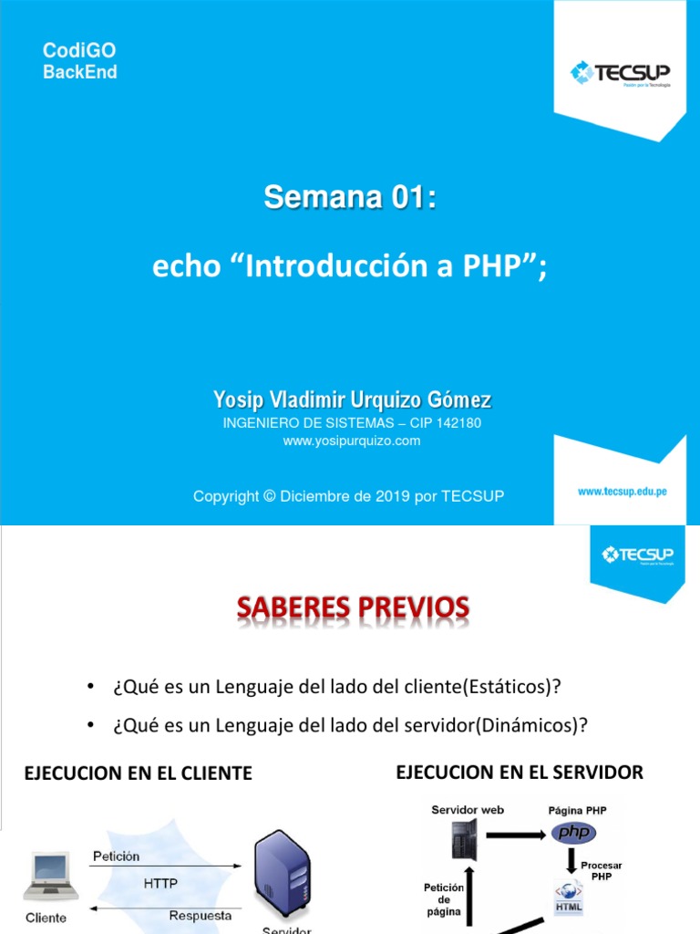 Semana 01 - Introduccion A PHP | PDF | Php | Lenguaje de programación Semana 01 - Introduccion A PHP | PDF | Php | Lenguaje de programación