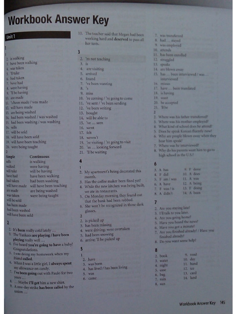 American Headway 4 - Workbook Answer Key | PDF