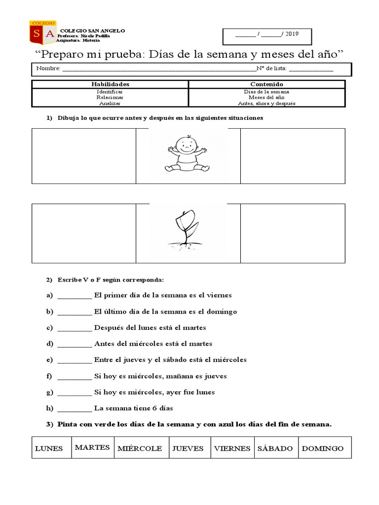 Guía - Dias y Meses Del Año | PDF