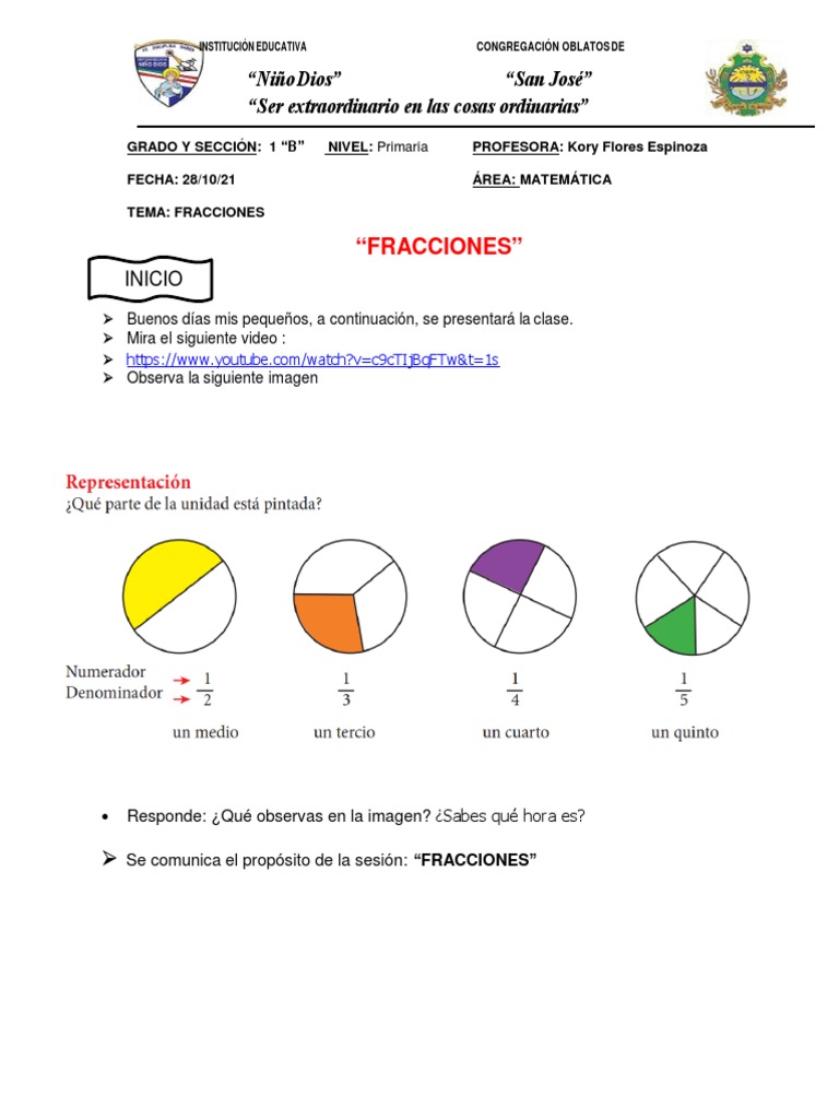 Clase N°04 - Unidad 7 Matematica - Fracciones | PDF