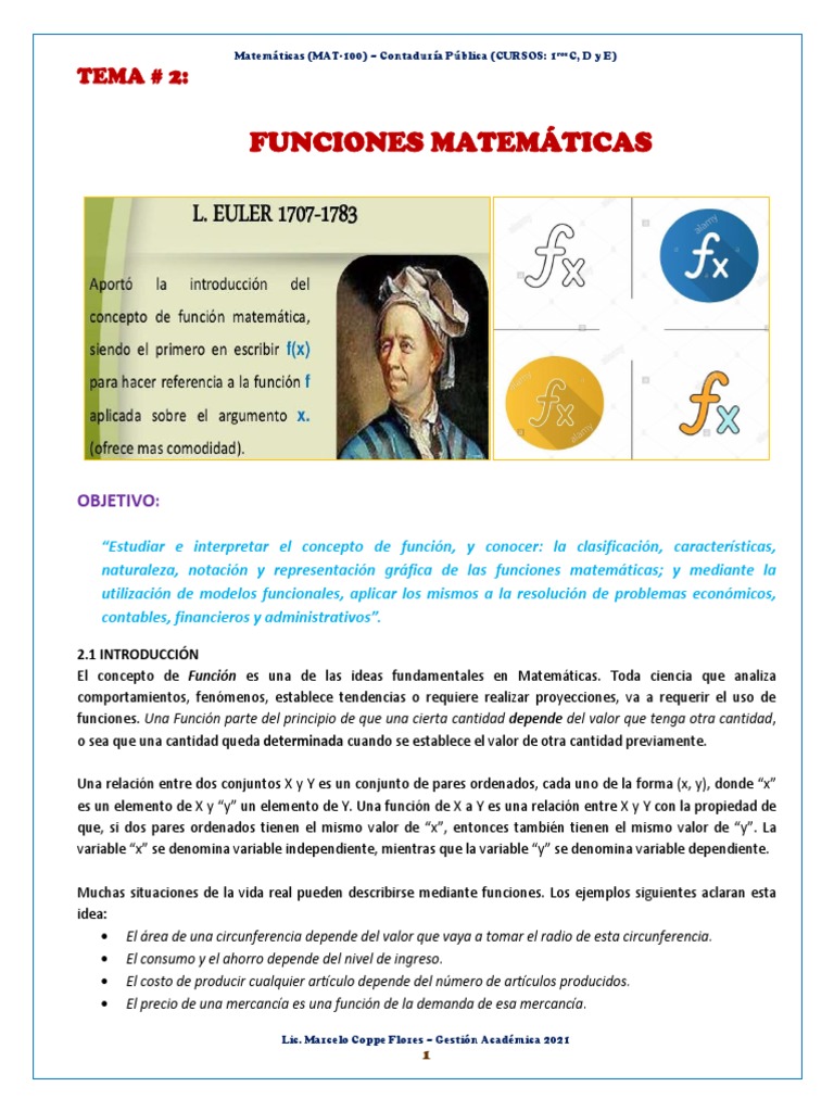 Tema 2. - Funciones Matemáticas | PDF | Función (Matemáticas) | Interés
