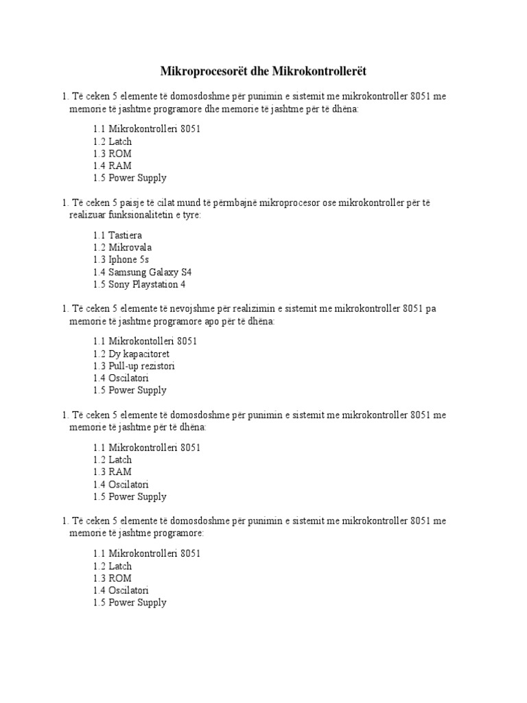 Mikroprocesorët Dhe Mikrokontrollerët Egzonit | PDF