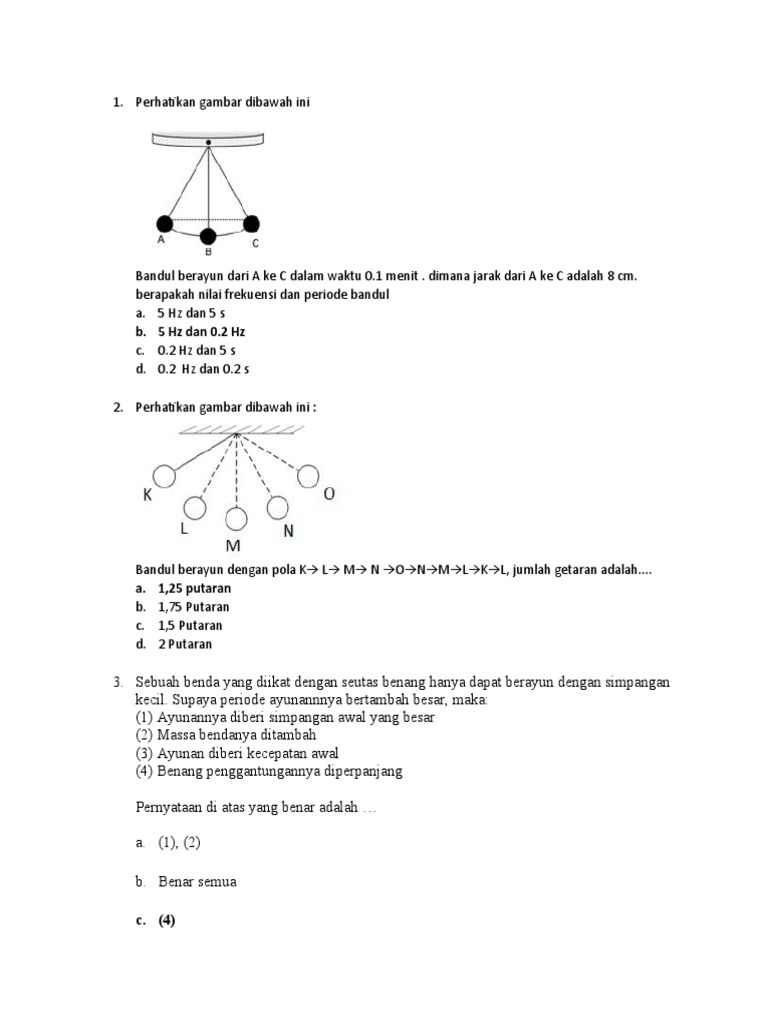 Soal dan Contoh Bandul Sederhana | PDF | Sains & Matematika