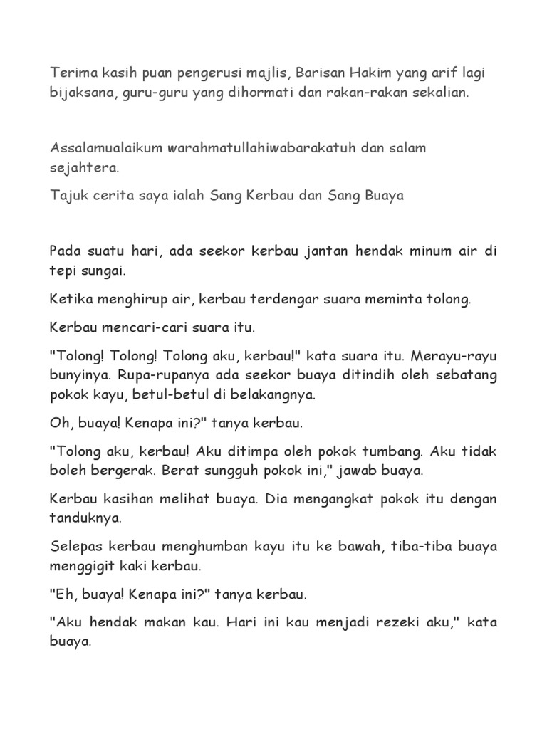Sang Kerbau Dan Sang Buaya | PDF