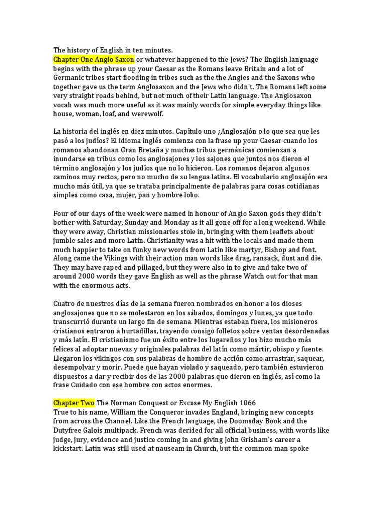 Historia del inglés en diez minutos | PDF