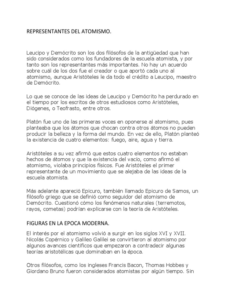 Fundadores y representantes del atomismo | PDF | Aristóteles | René ...