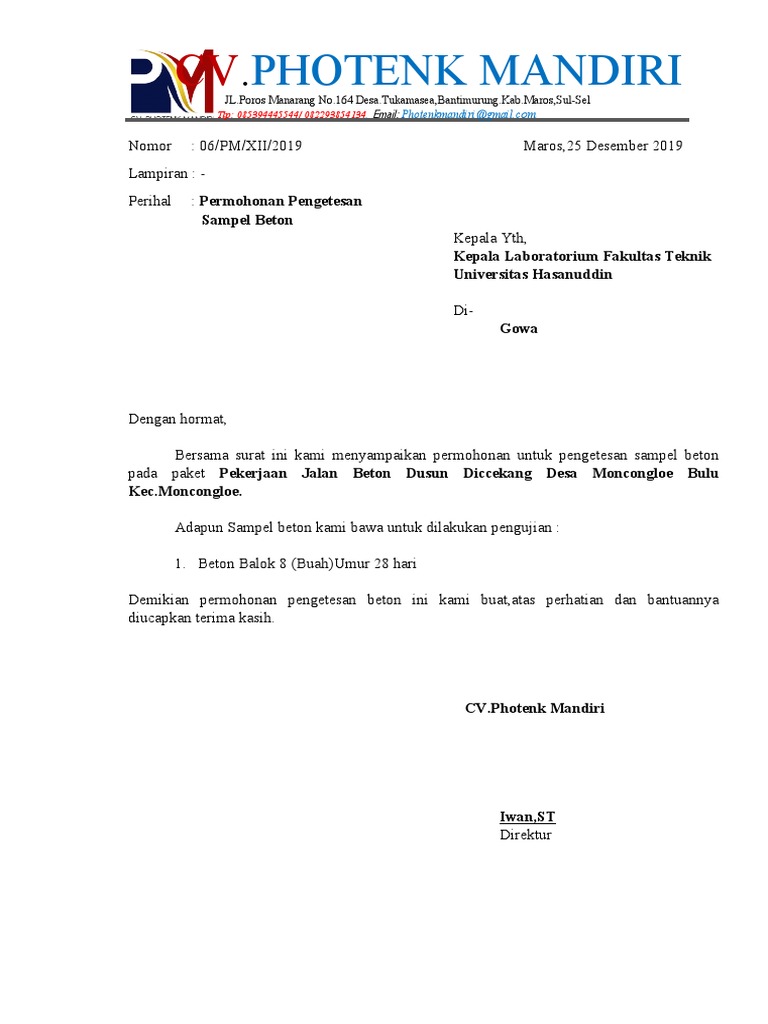 Surat Pengetsesan Beton | PDF