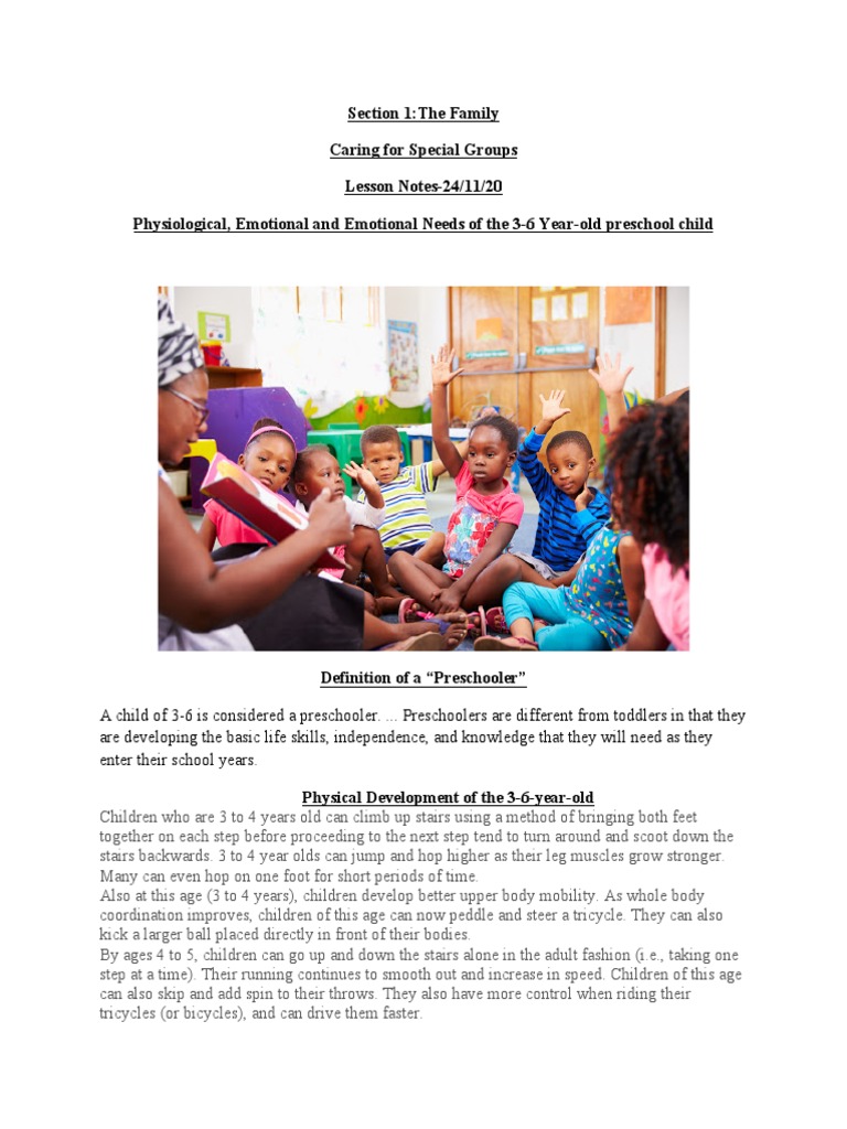 Section 1:the Family Caring For Special Groups Lesson Notes-24/11/20 ...
