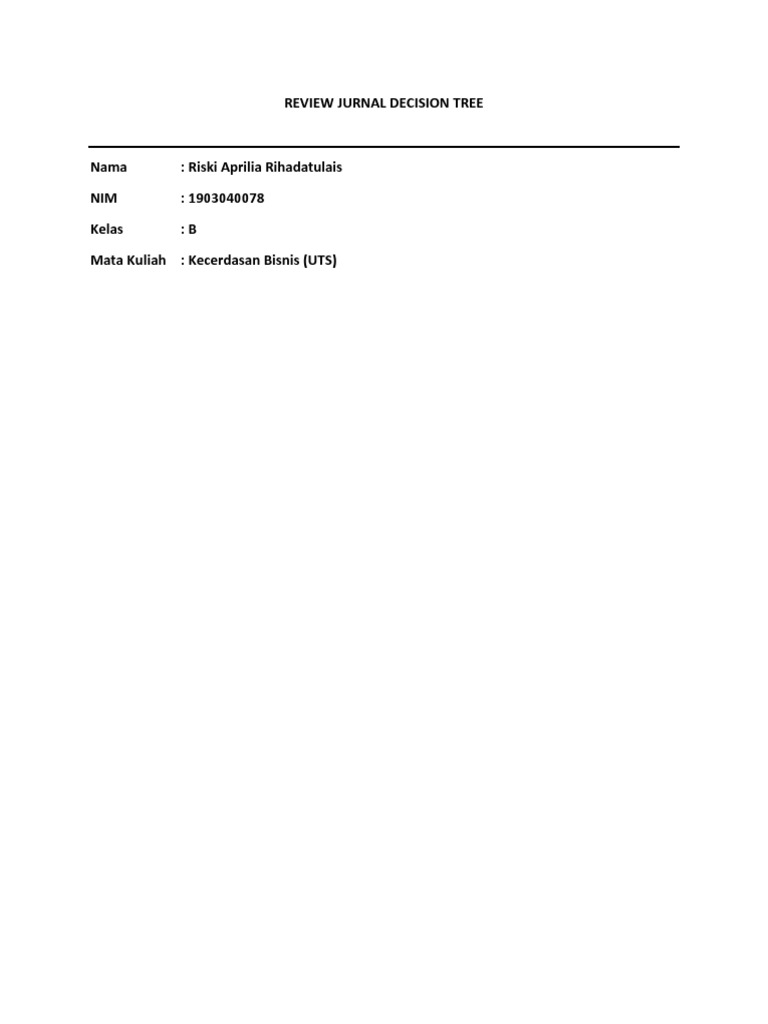 Review Jurnal Decision Tree | PDF