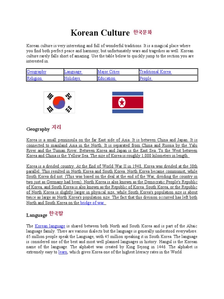 Korean Culture: Geography Language Major Cities Traditional Korea ...