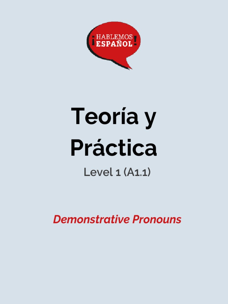 Level A1.1 - Demonstrative Pronouns - Worksheet | PDF