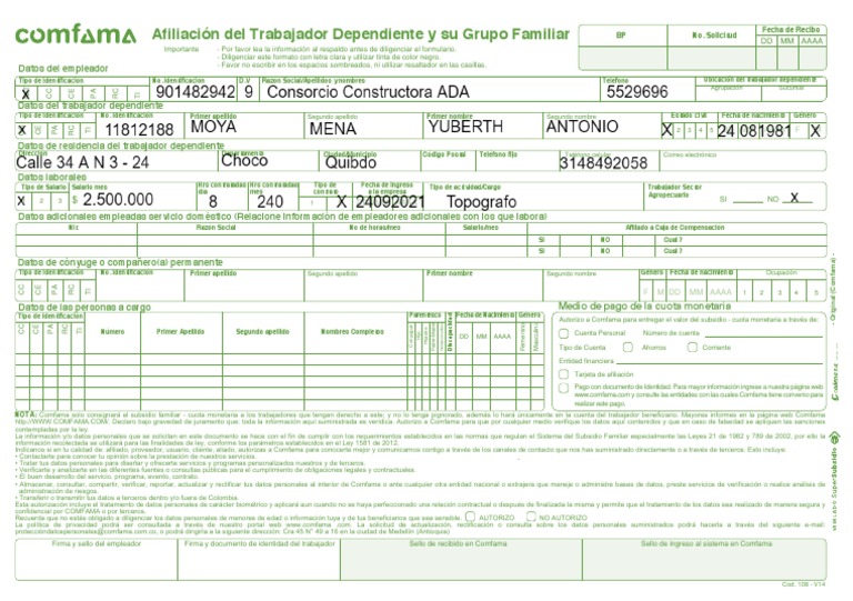 Afiliacion Comfama | PDF