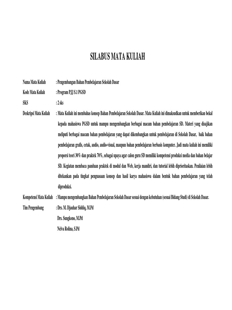 SILABUs Pengembangan Bahan Belajar | PDF | Seni