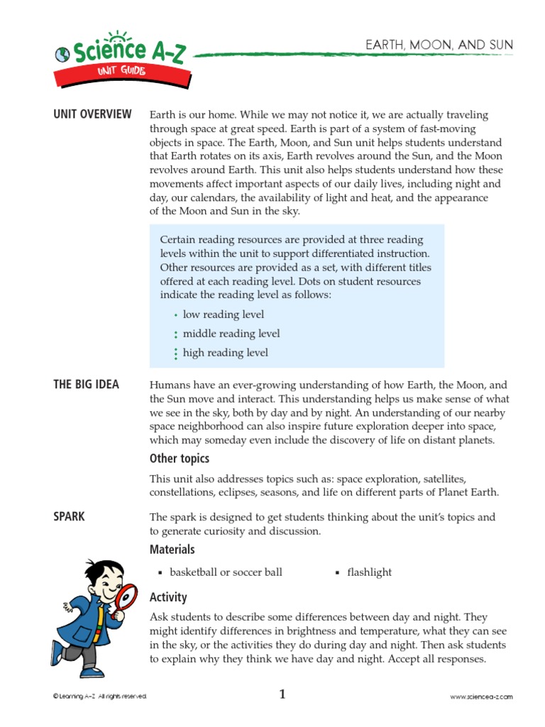 Unit Overview: Earth, Moon, and Sun | PDF | Night | Moon