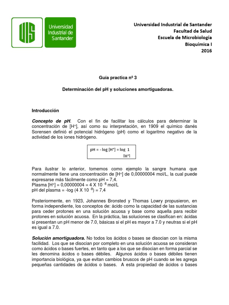 Guía Practica #3 Determinación de PH y Soluciones Amortiguadoras | PDF | Ph | Ácido