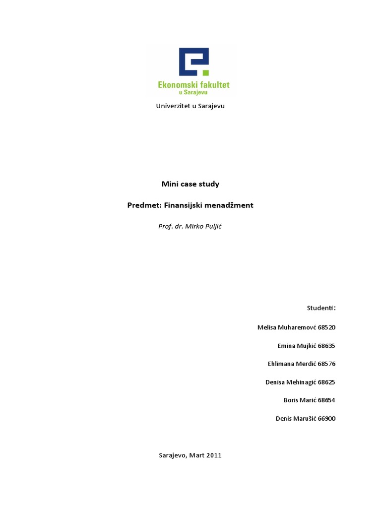 Mini Case Finansijski Menadzment (2) - 1 | PDF