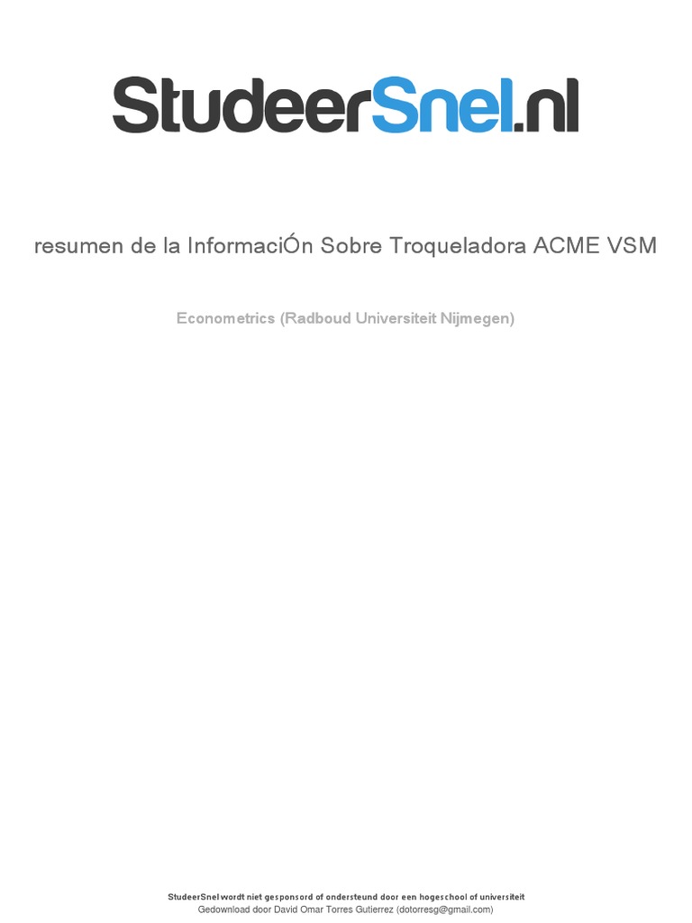 Resumen de La Informacion Sobre Troqueladora Acme VSM | PDF ...
