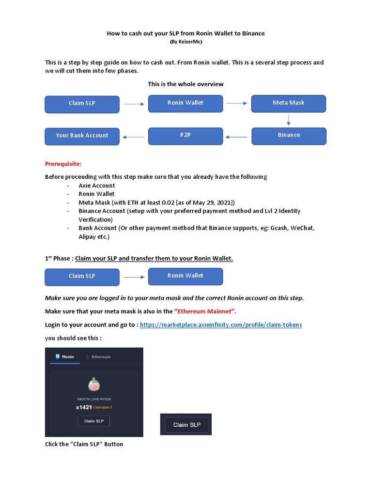 AXIE Infinity Cashout To Binance Method | Download Free PDF | Payments