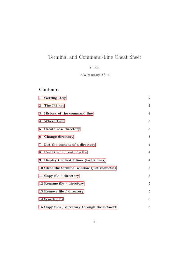Terminal And Command Line Cheat Sheet Simon Pdf Computer File Directory Computing 0249
