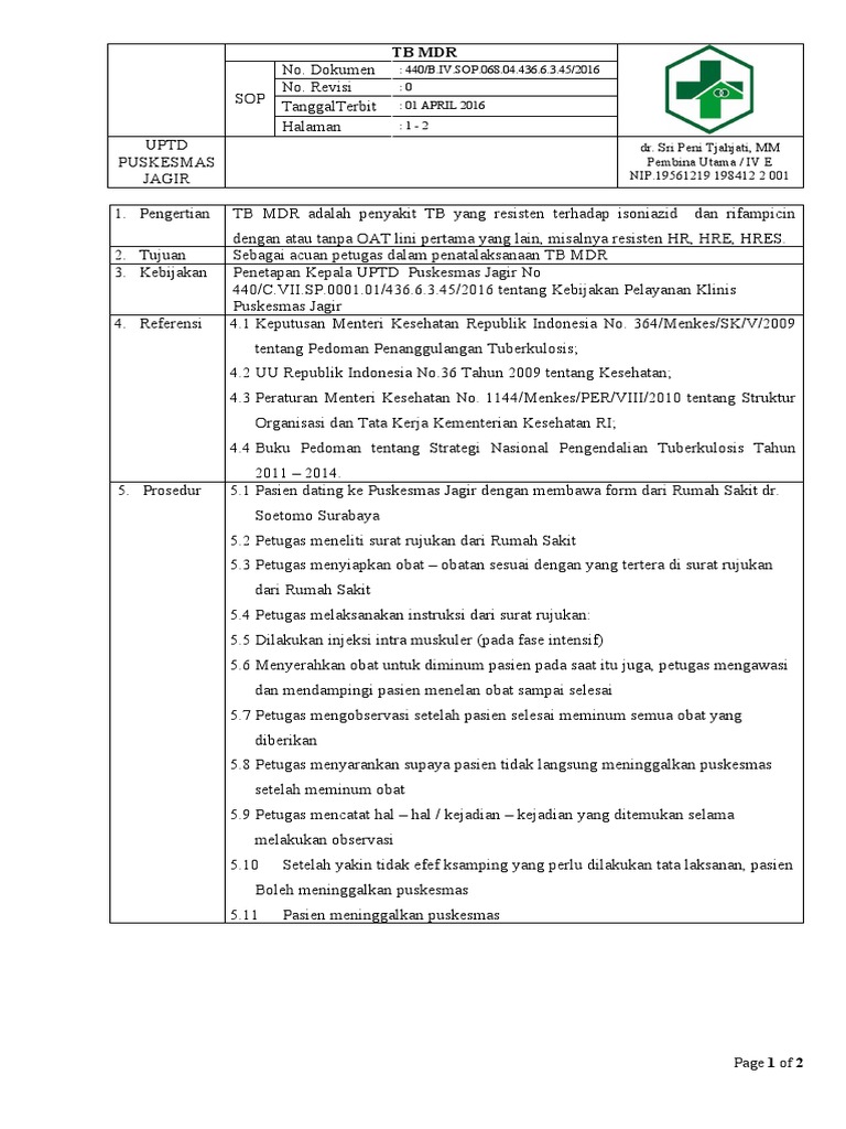 Sop TB MDR | PDF