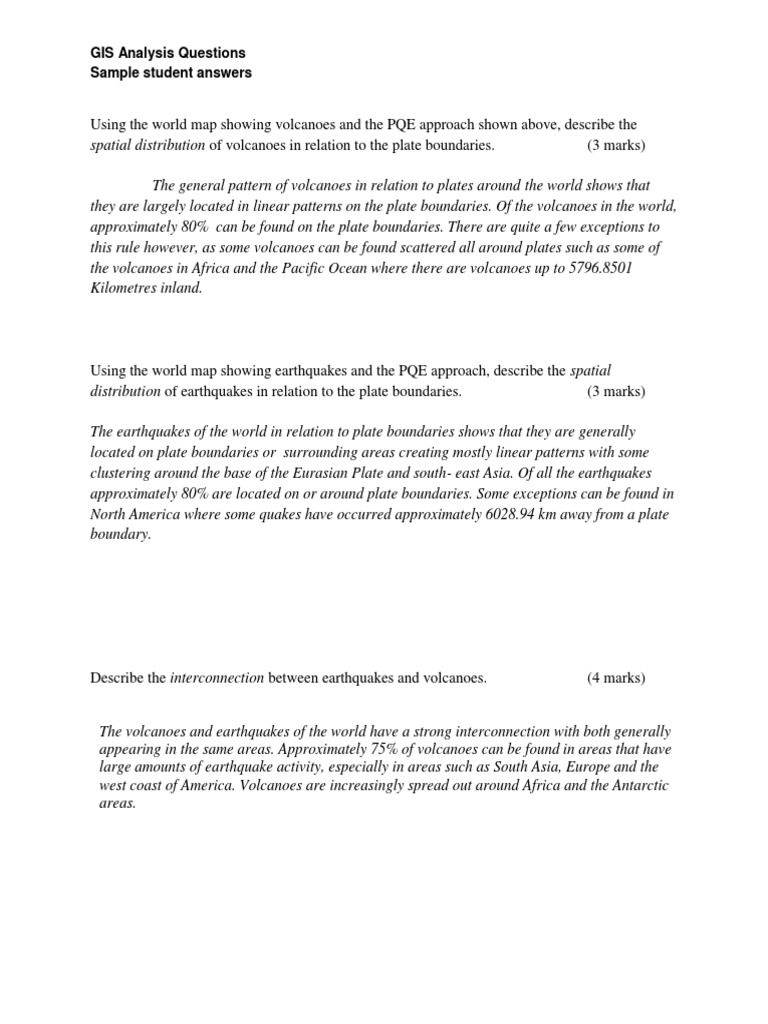 Sample Student Answers To GIS Analysis Questions | PDF | Plate ...