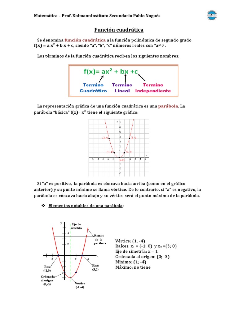 Función Cuadrática | PDF | Matemáticas | Geometría