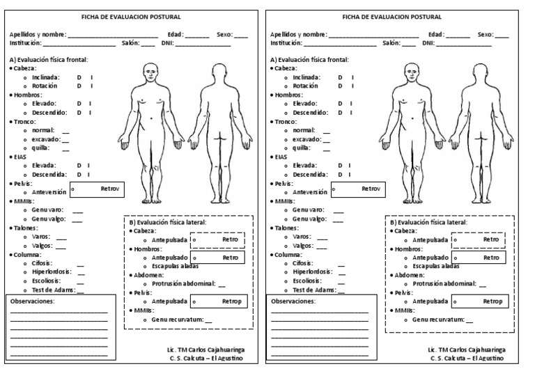 Ficha de Evaluacion Postural | PDF | Anatomía | Anatomía humana