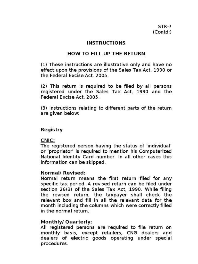 A Comprehensive Guide to Filing Sales Tax and Federal Excise Duty Returns in Pakistan | PDF ...