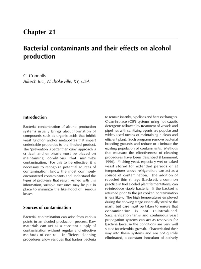Bacterial Contaminants and Their Effects On Alcohol Production | PDF ...