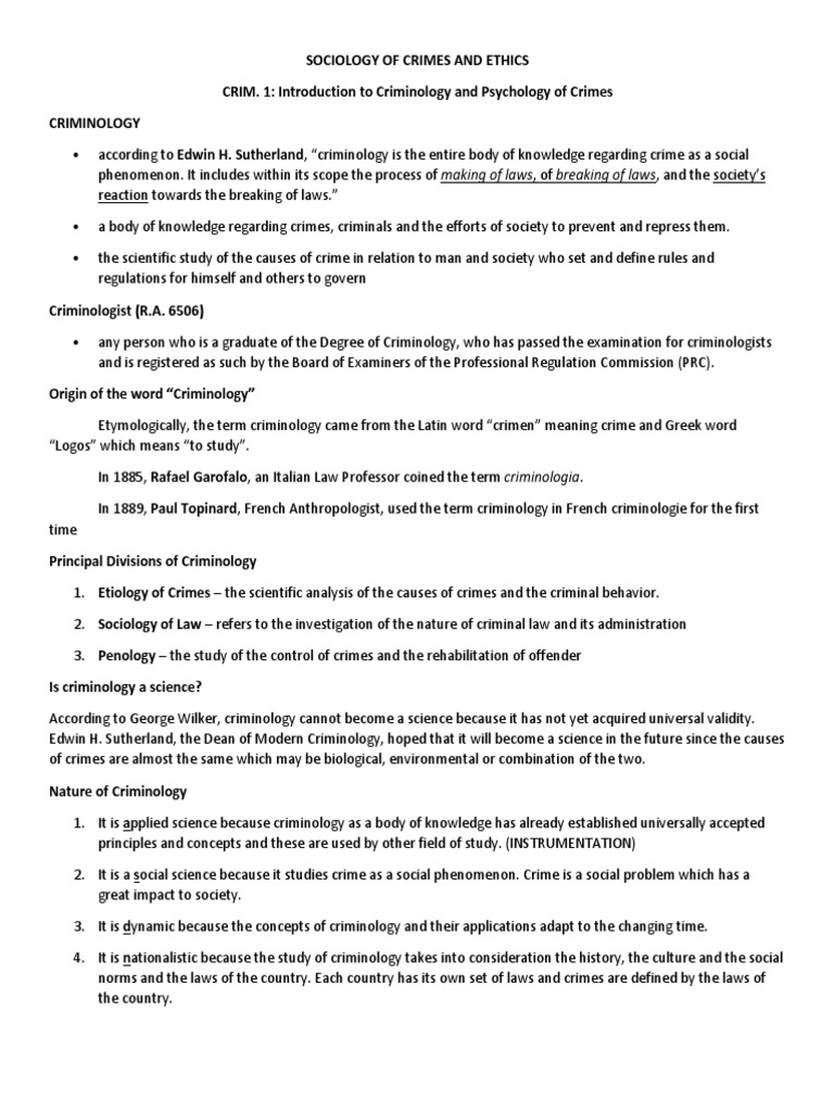 Sociology of Crimes and Ethics 1 6 Chapter 1 5 | PDF | Id | Criminology
